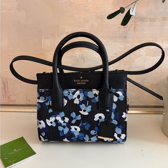 kate spade | Bags | Kate Spade Black And Blue Floral Satchel | Poshmark